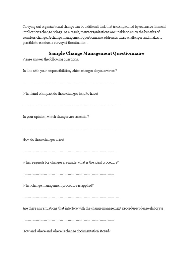 Sample Change Management Questionnaire | PDF