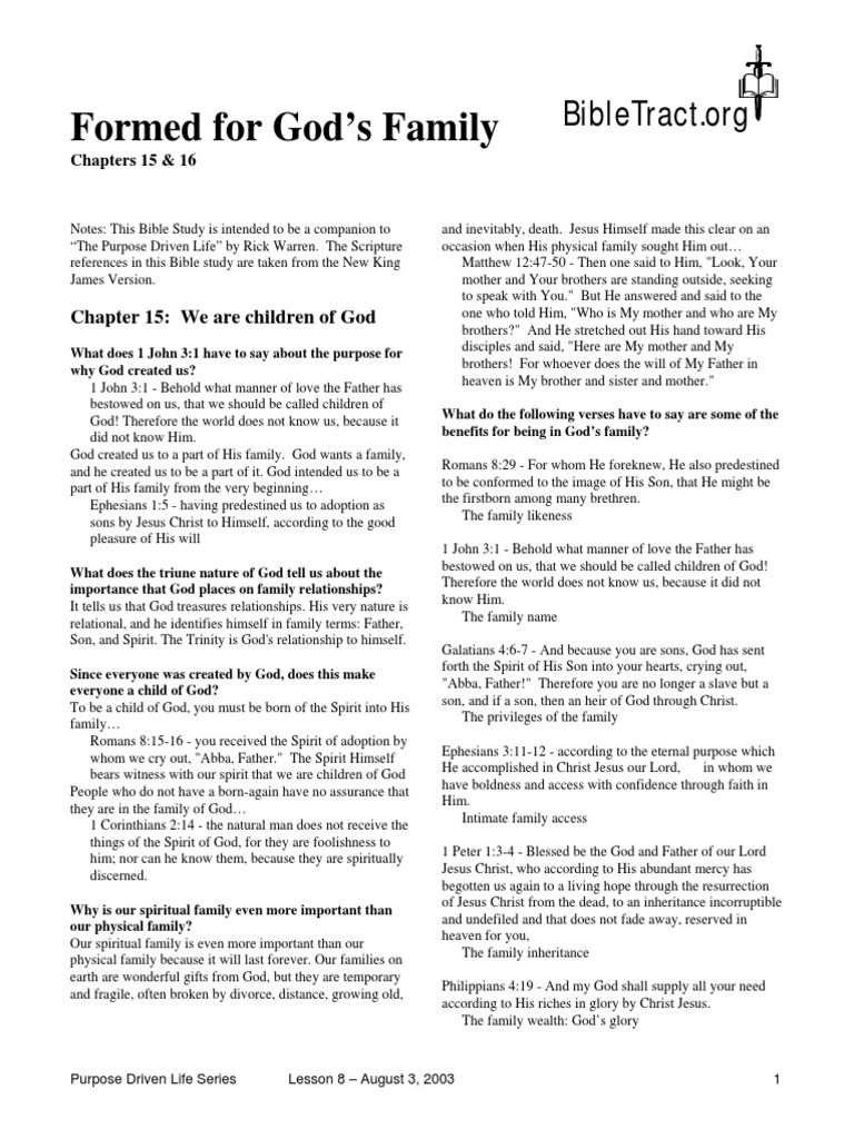 Formed For God's Family: Chapter 15: We Are Children of God | PDF ...