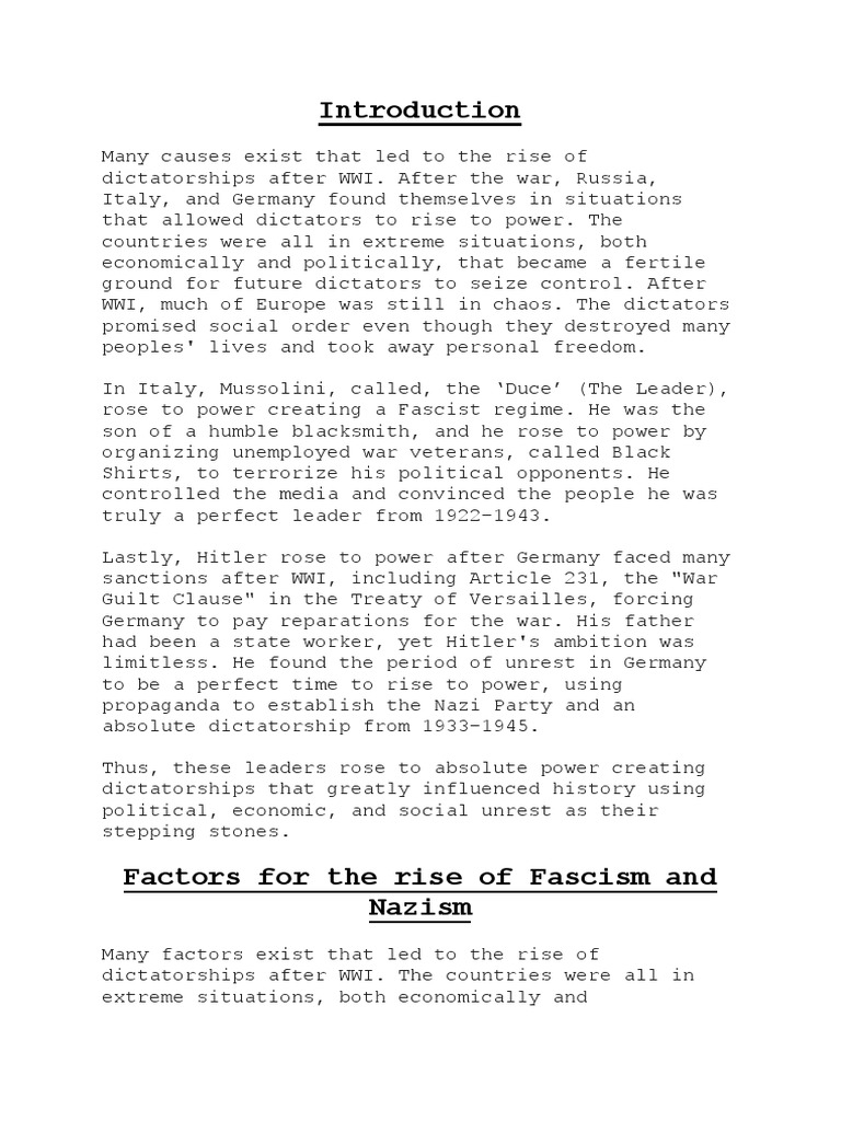 Rise of Fascism and Nazism | PDF | Militarism | Nazi Germany