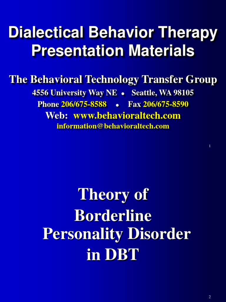 Dialectical Behavior Therapy Presentation Materials: The Behavioral ...