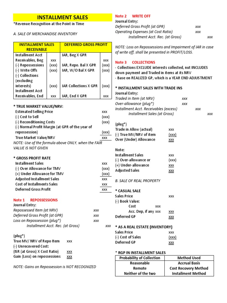Installment Sales | PDF | Revenue | Financial Economics