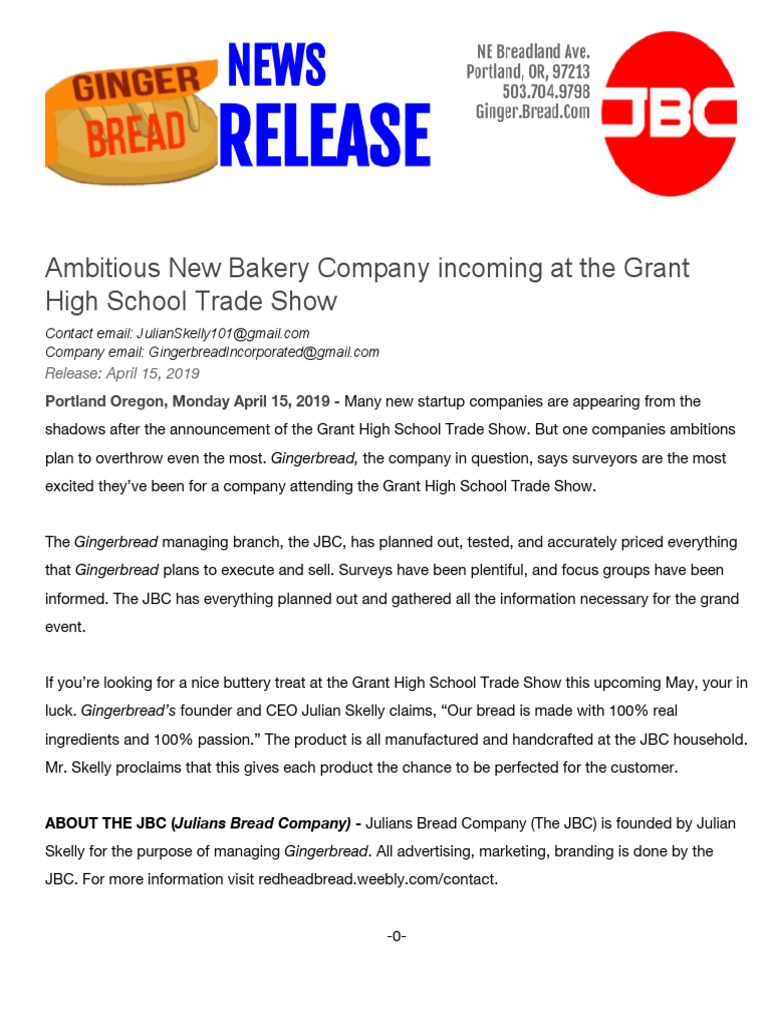 Julian Skelly Ginger Bread Newsletter | PDF