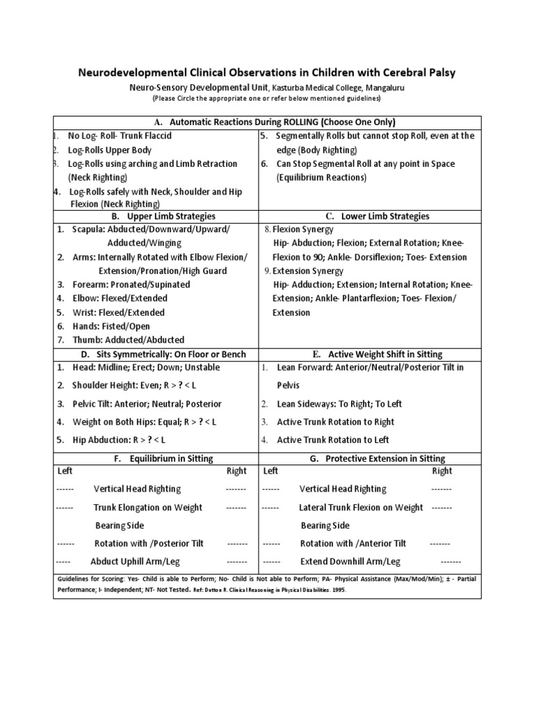 Neuro-Developmental Clinical Observations | PDF | Anatomical Terms Of ...