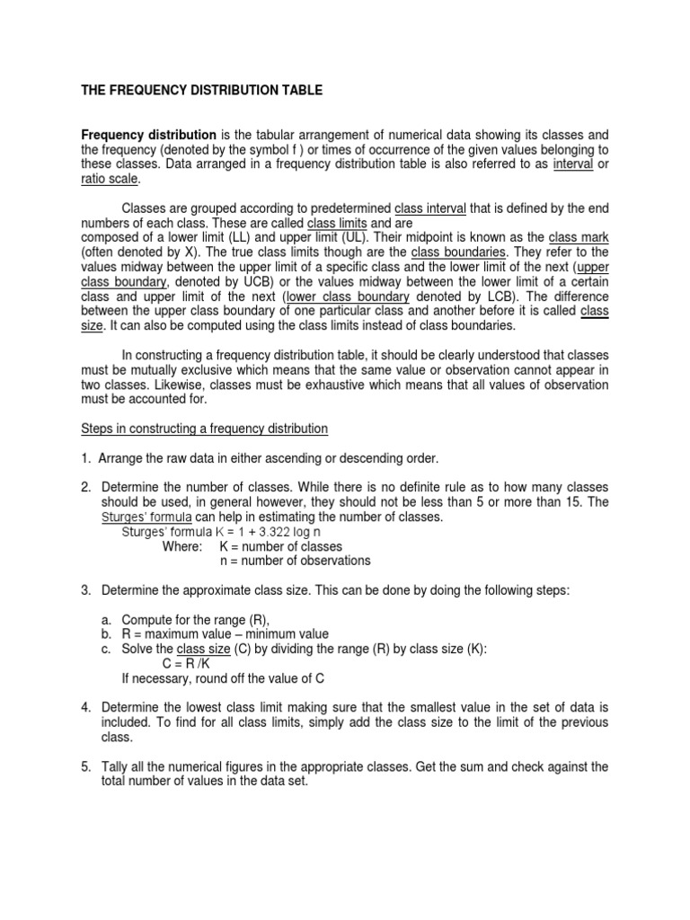 Constructing a Frequency Distribution Table | PDF | Histogram ...