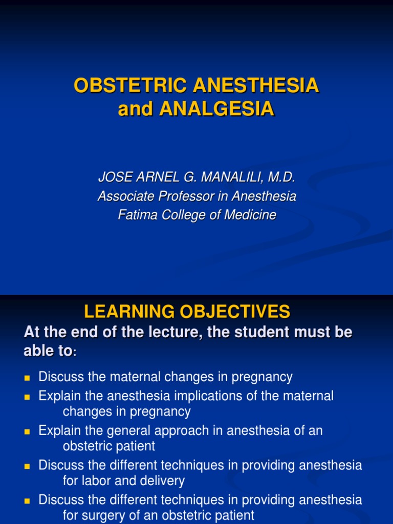 Obstetrics Anesthesia | PDF | Anesthesia | Childbirth