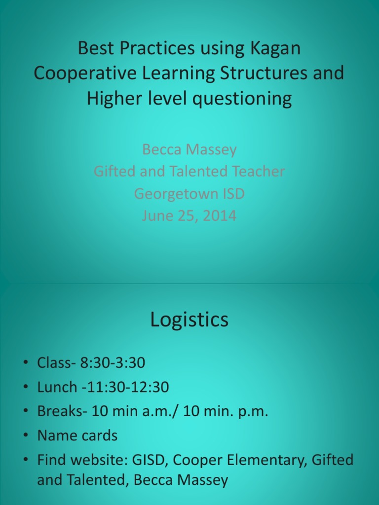 Implementing Best Practices: Using Kagan Structures and Higher-Level ...