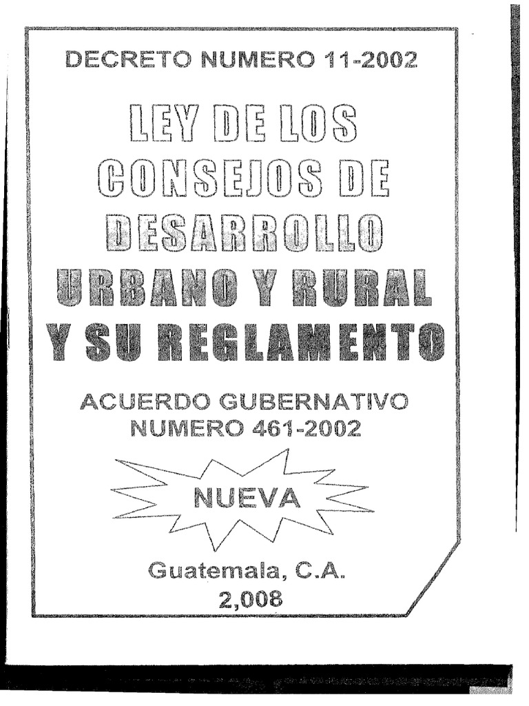 Ley de Los Consejos de Desarrollo Rural y Urbano Decreto 11-2002 | PDF Ley de Los Consejos de Desarrollo Rural y Urbano Decreto 11-2002 | PDF