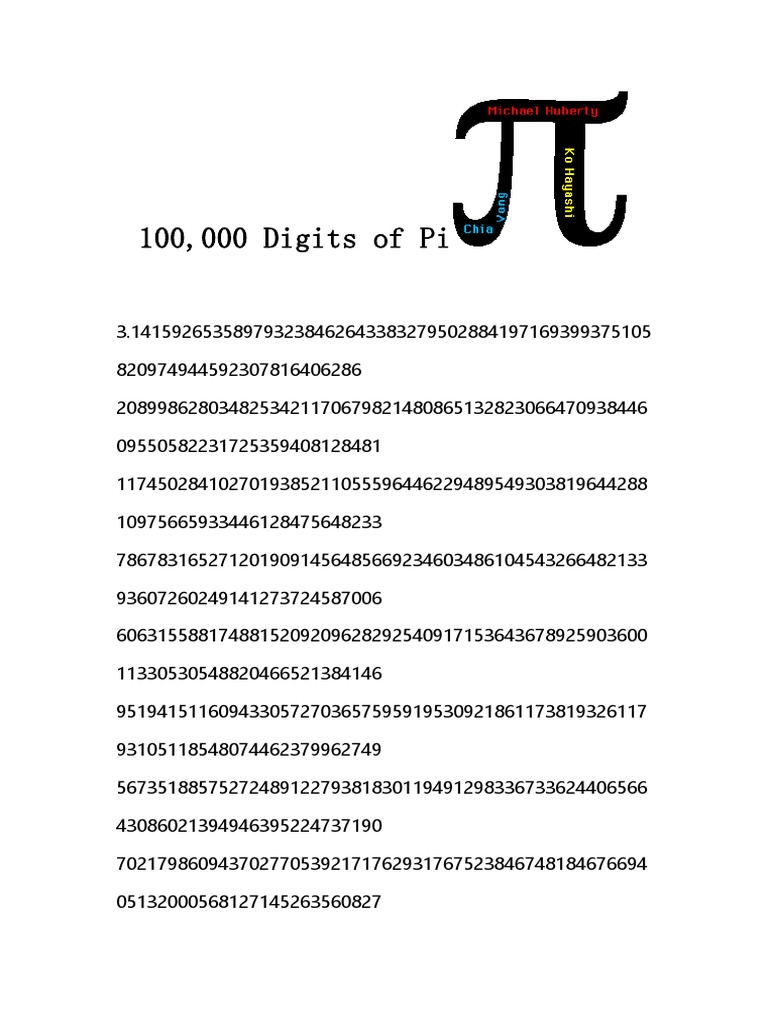 100,000 Digits of Pi | PDF