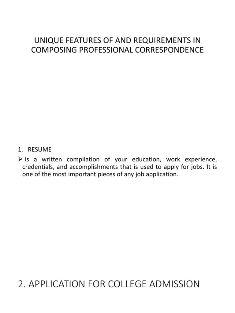 Features of and Requirements in - Professional Correspondence | PDF