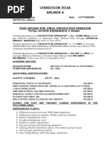 Oil & Gas Roustabout CV | PDF | Drilling Rig | Energy And Resource