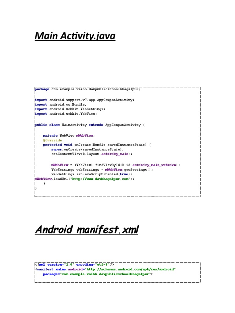 Main Activity - Java: Android Manifest - XML | Download Free PDF ...