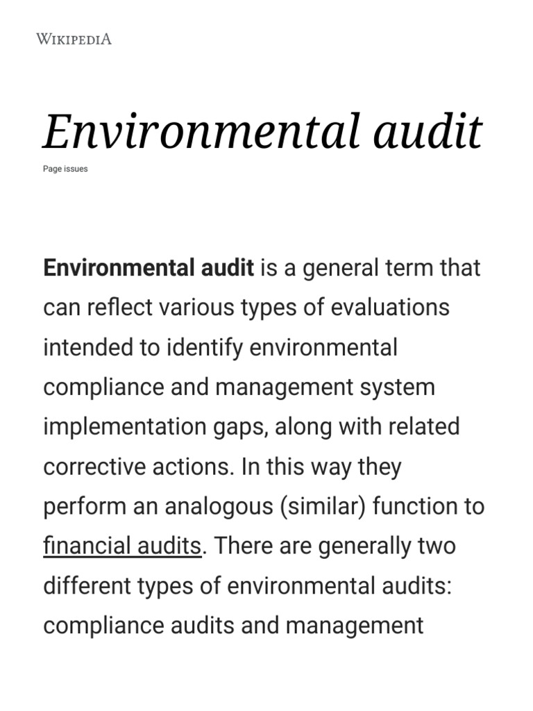 Environmental Audit - Wikipedia | PDF | Accounting And Audit | Business