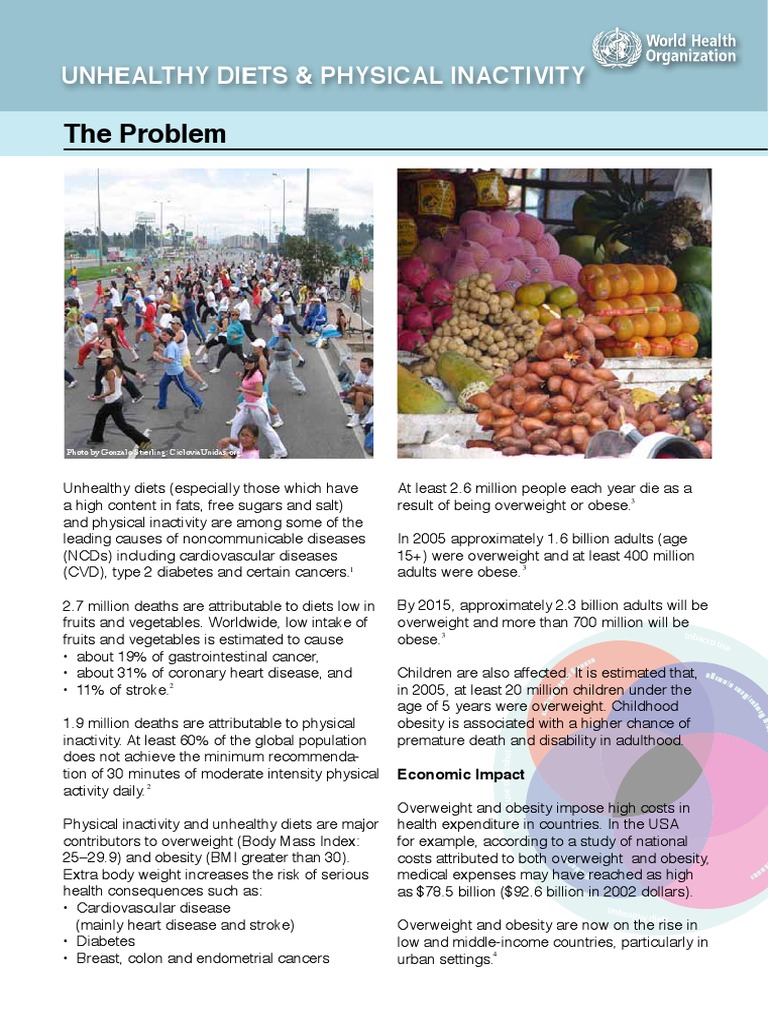 The Problem: Unhealthy Diets & Physical Inactivity | PDF | Obesity ...