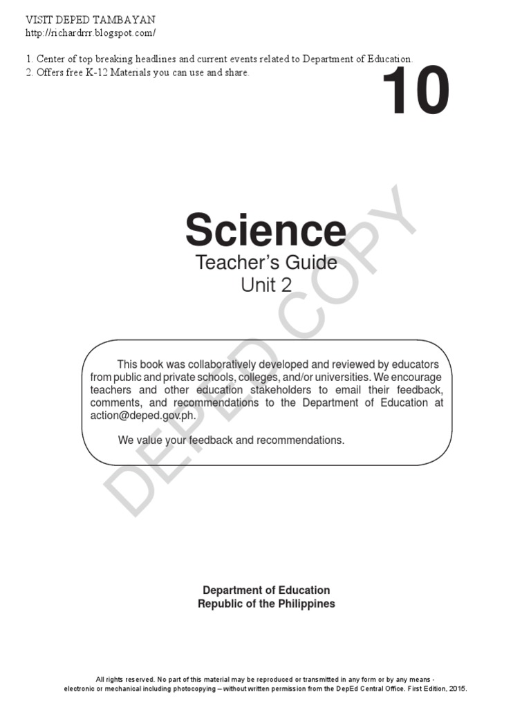 Science 10 TG Unit 2 | PDF | Electromagnetic Spectrum | Learning
