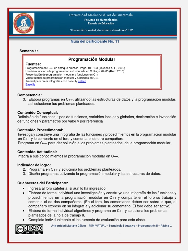 Programación Modular: Semana 11 | PDF | C ++ | Programación de computadoras