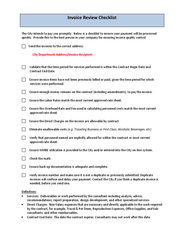 CPCS Vendor Billing Checklist | PDF | Finance & Money Management