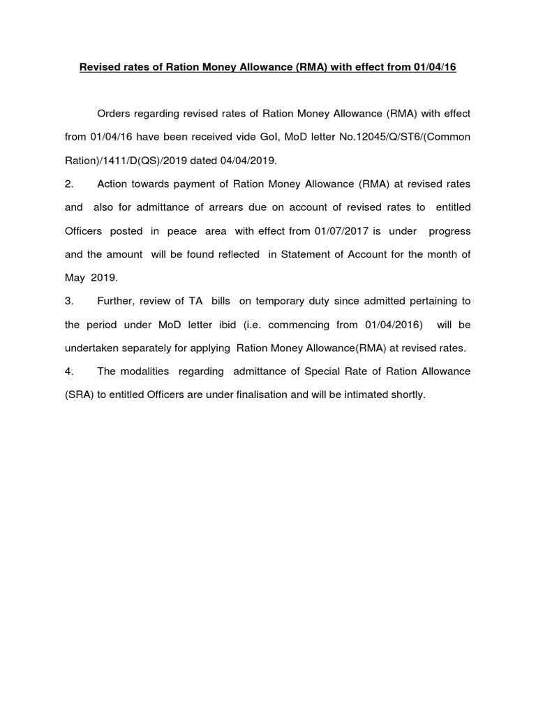 Ration Allowance | PDF