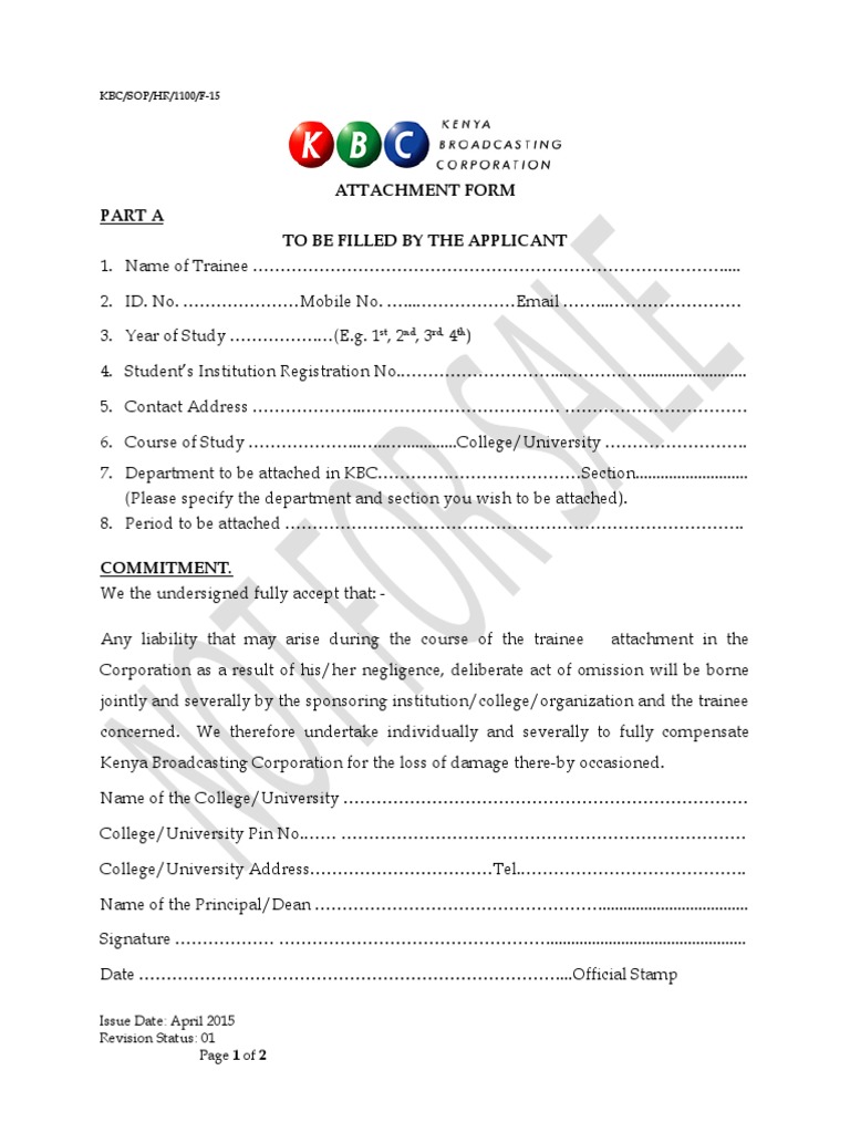 KBC Attachment Application Form | PDF | Government Information | Civil ...