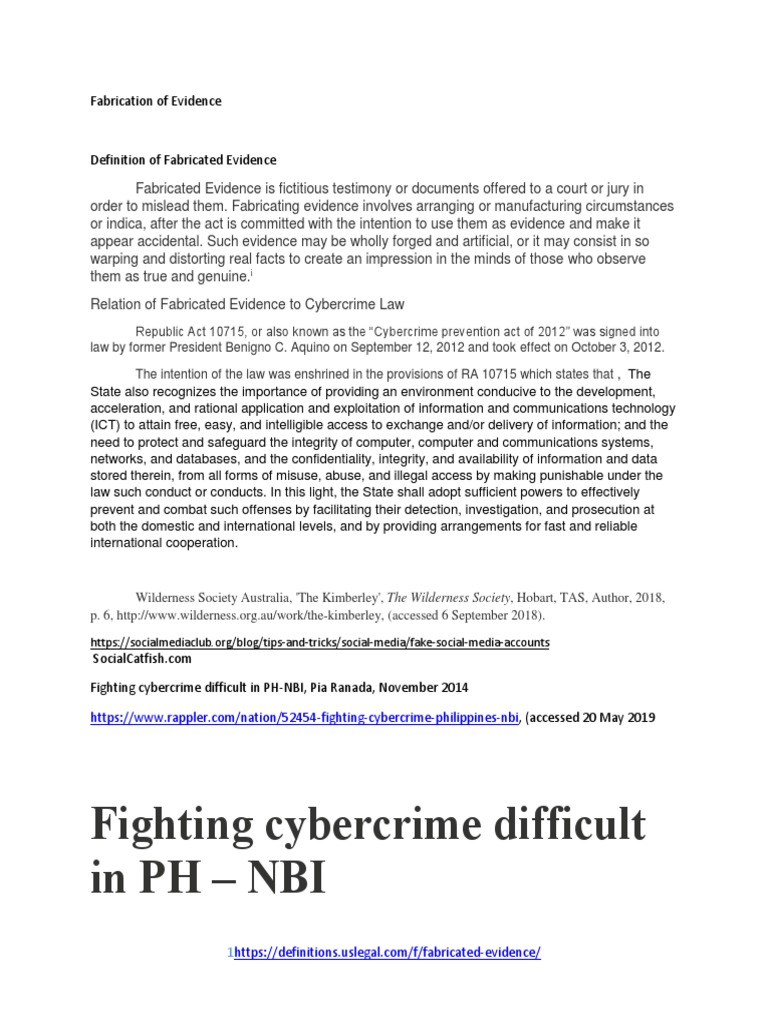 Fabrication of Evidence | PDF | Cybercrime | Criminal Law