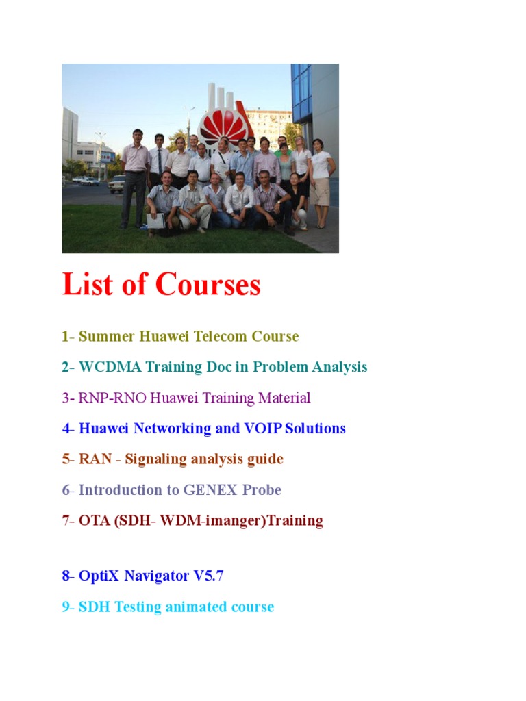 List of Courses: 1-Summer Huawei Telecom Course | PDF | Computers
