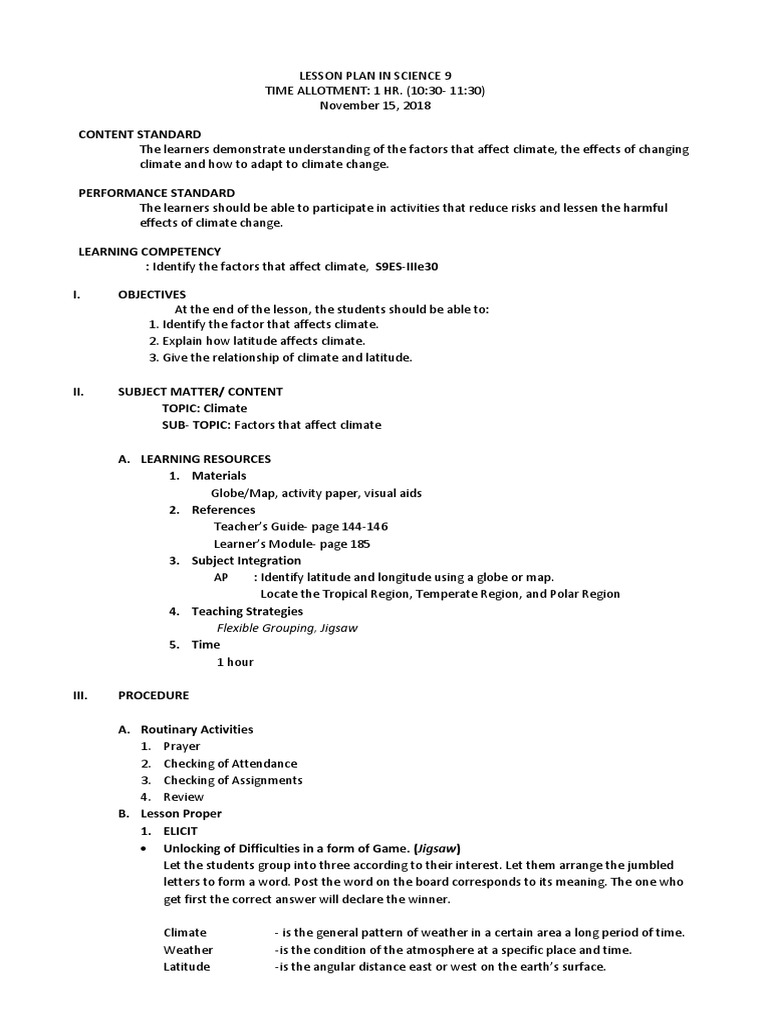 Science 9 Climate and Constellations Lesson | PDF | Collision | Momentum