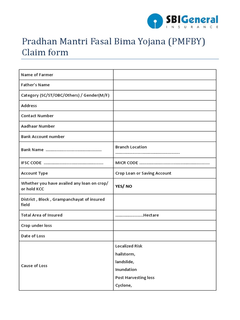 PMFBY Claim Form | PDF | Business
