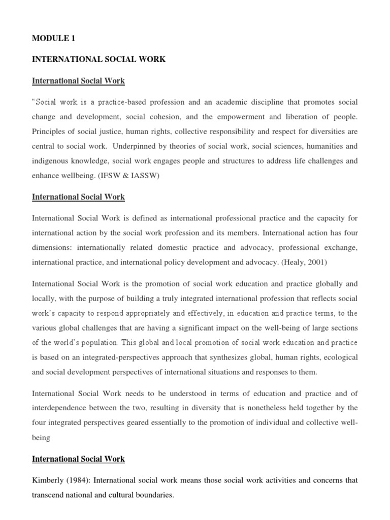 International Social Work Overview | PDF | Human Rights | Social Work