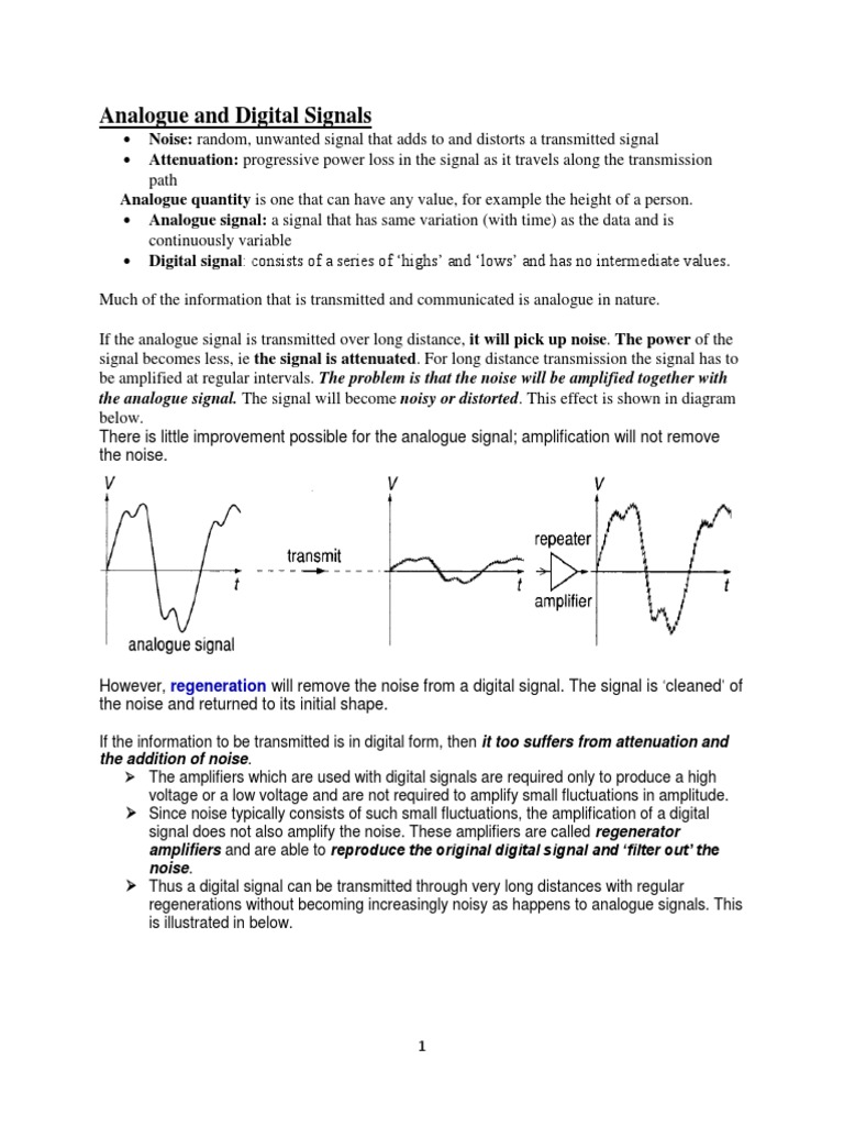 Analogue and Digital Signals-1 | PDF | Digital Signal | Analog Signal