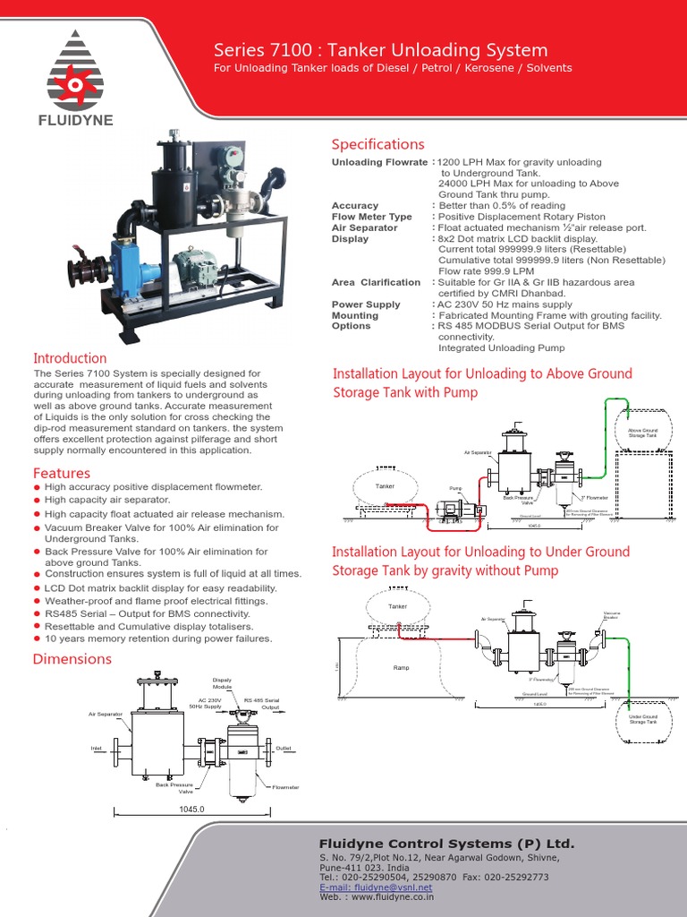 Series 7100 Tanker Unloading System | PDF | Flow Measurement | Pump