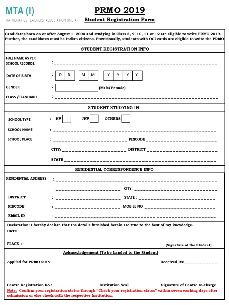 PRMO 2019 Registration Guide | PDF | Government And Personhood | Government