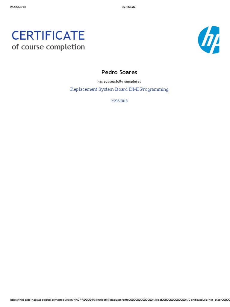 Certificate: of Course Completion | PDF