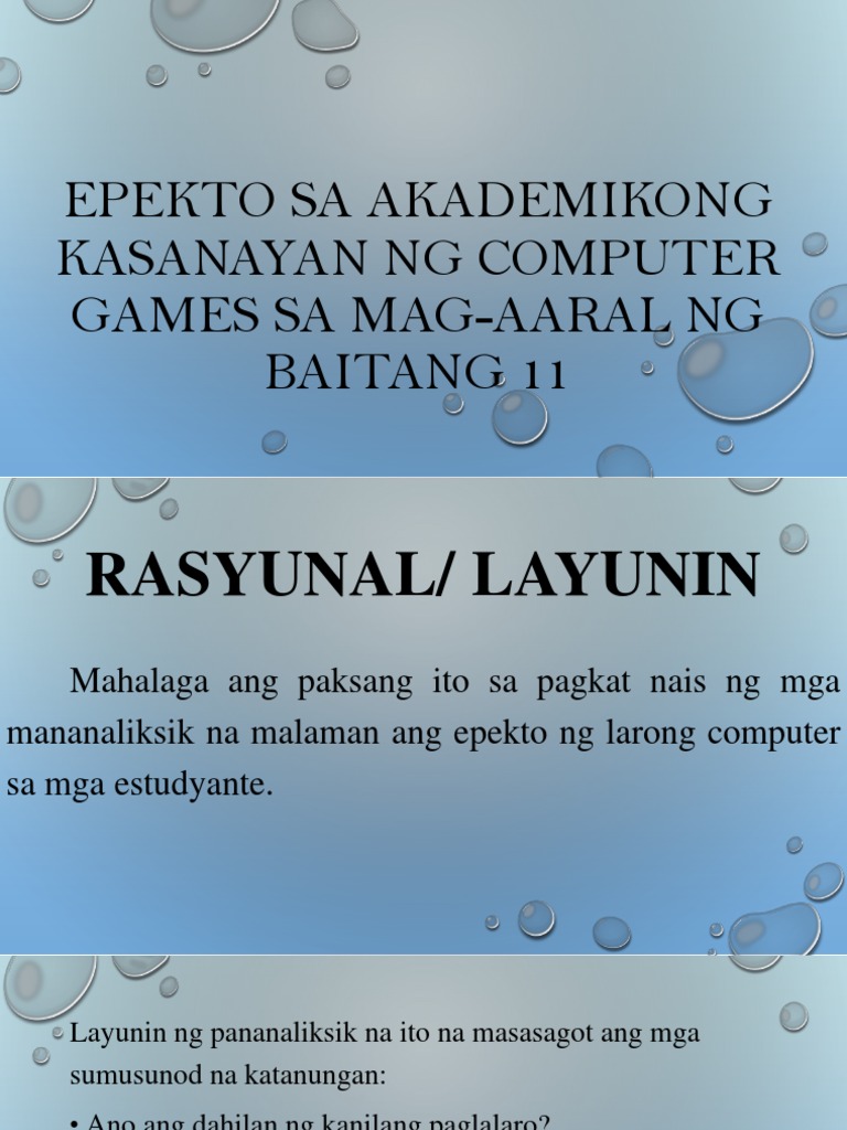 Epekto Sa Akademikong Kasanayan NG Computer Games Final | PDF