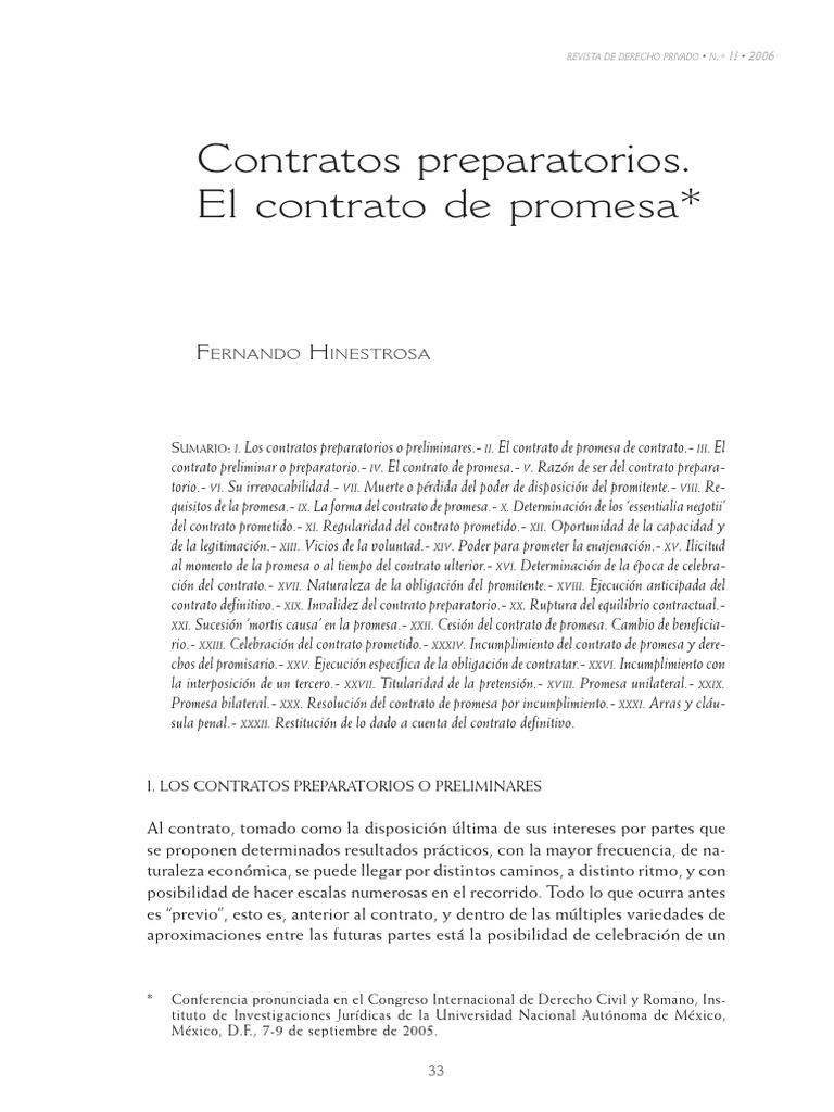 Contratos Preparatorios - El Contrato de Promesa | PDF | Ley común | Gobierno