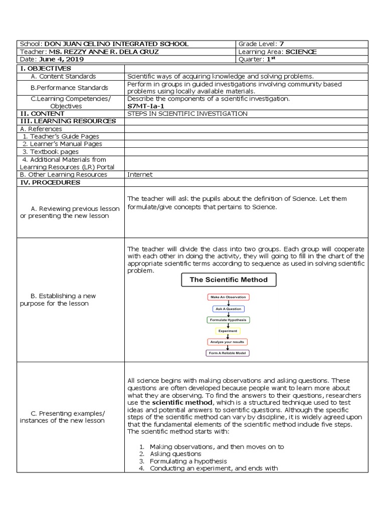 Science DLP 2nd Day | Download Free PDF | Scientific Method | Experiment