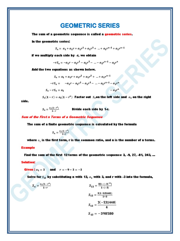 Geometric Series | PDF | Algebra | Analysis
