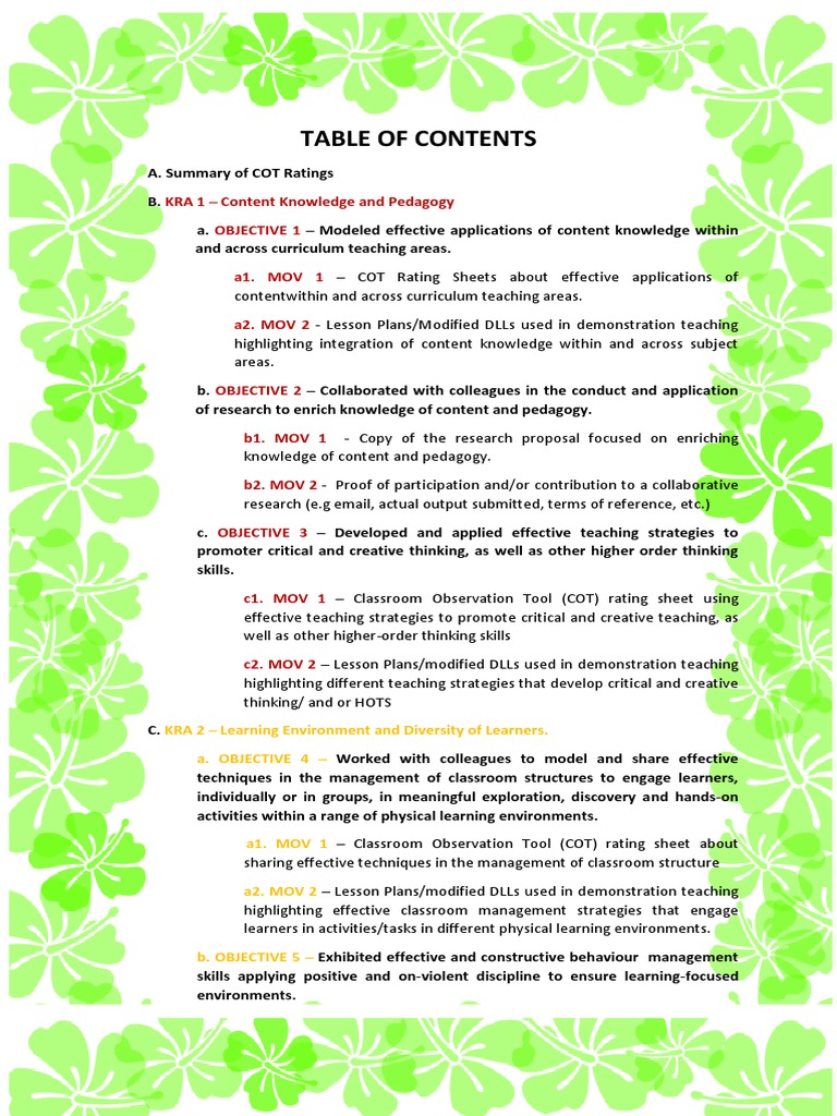 Table of Contents - Rpms | PDF | Teachers | Lesson Plan