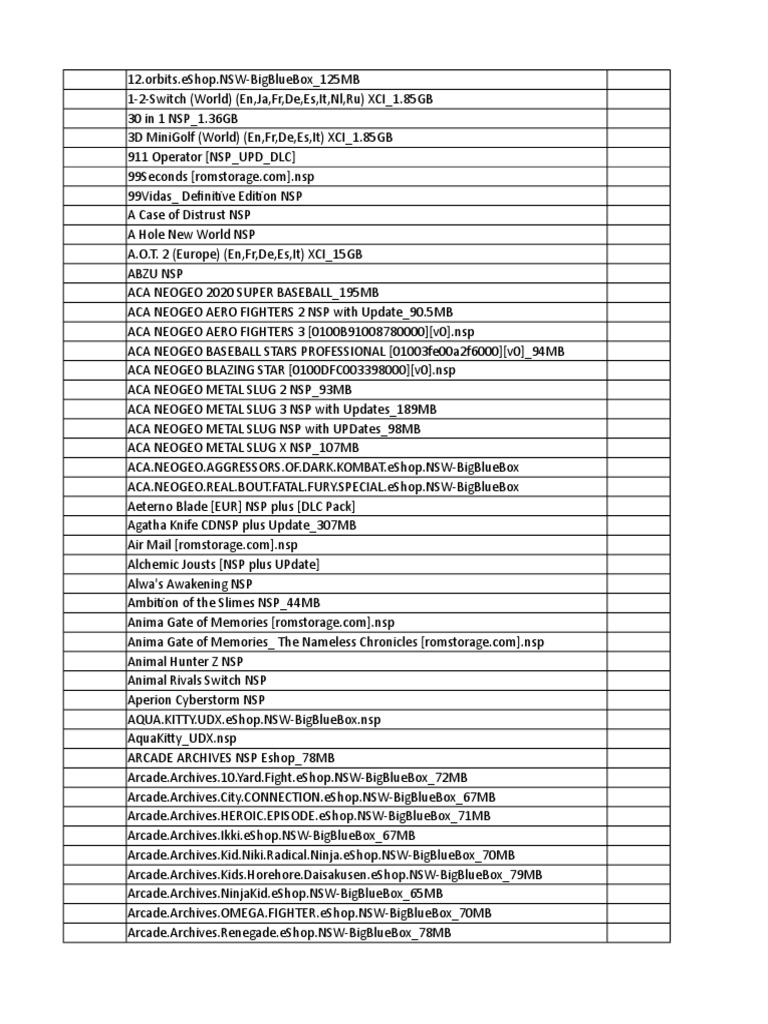 Switch Games 05172019 1 | PDF | Leisure | Sports