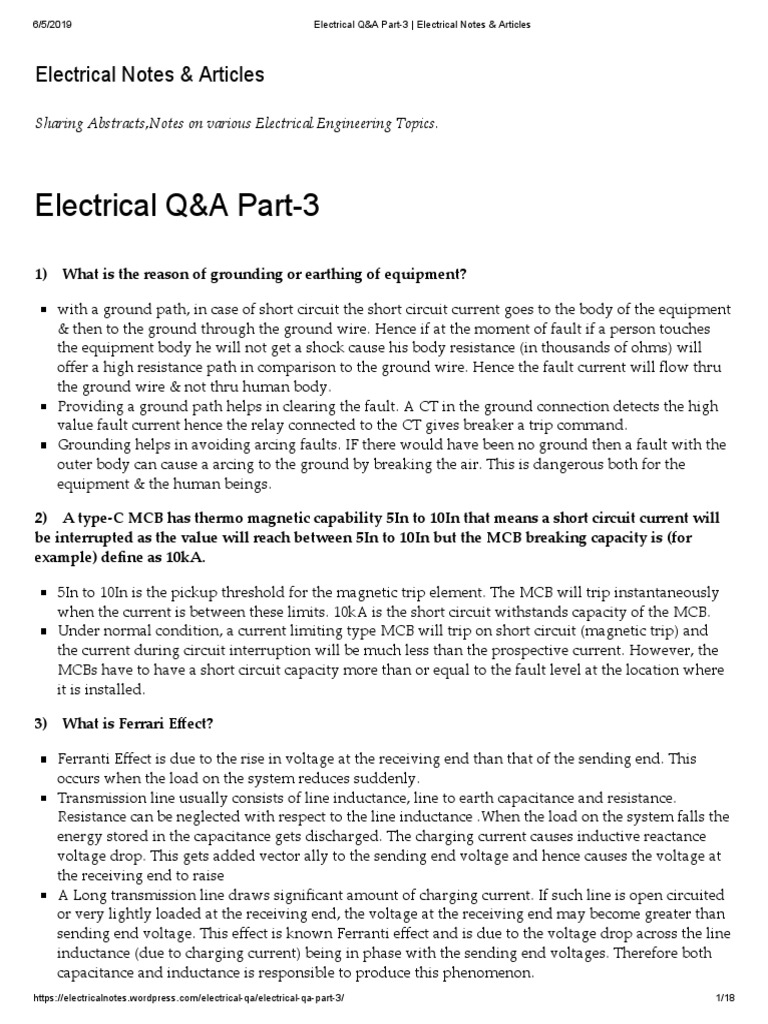 Electrical Q&A Part-3 | PDF | Transformer | Electric Power Distribution