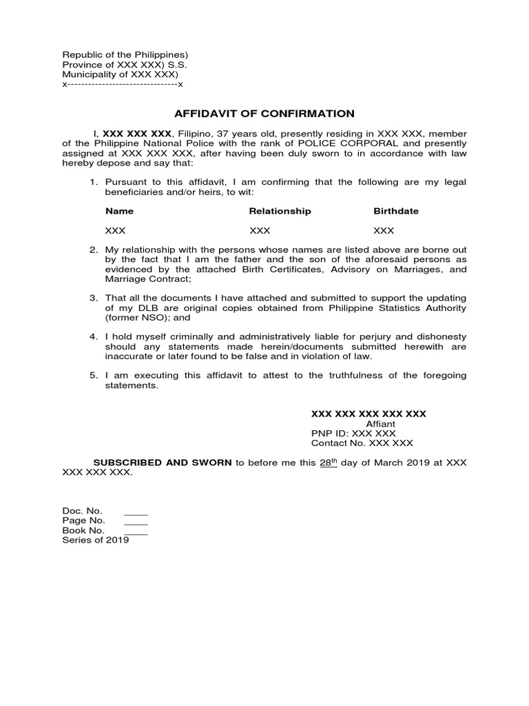 Affidavit of Confirmation | PDF | Law