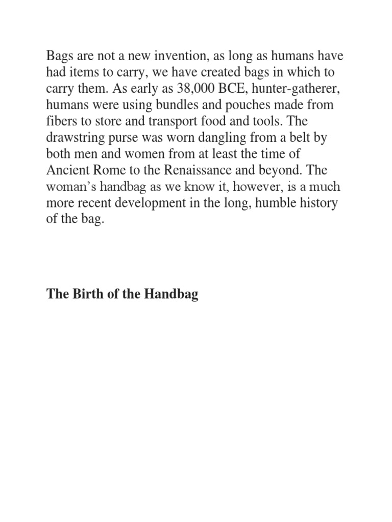 History of Bag | PDF | Handbag | Undergarment