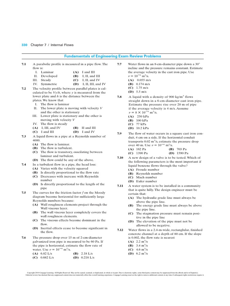 Pipe Flow Calculations | PDF | Fluid Dynamics | Reynolds Number