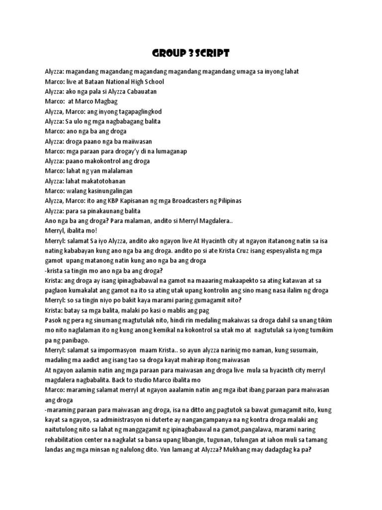 Script (Group 3) | PDF