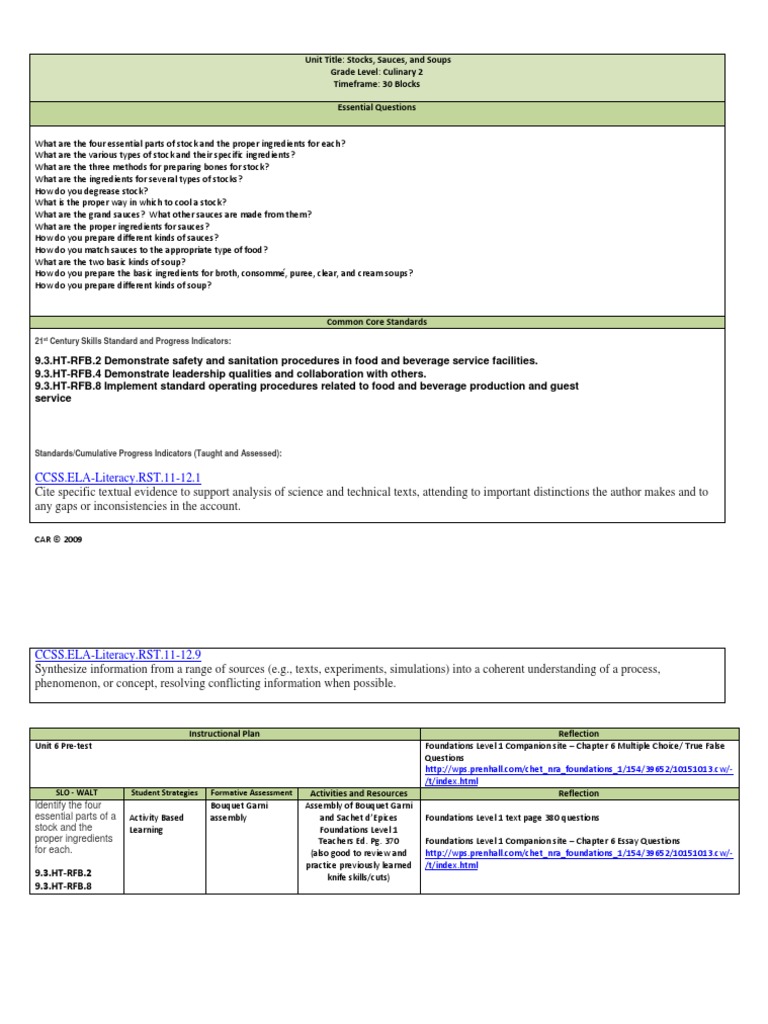 Unit 6 Stocks Sauces and Soups | PDF | Soup | Sauce