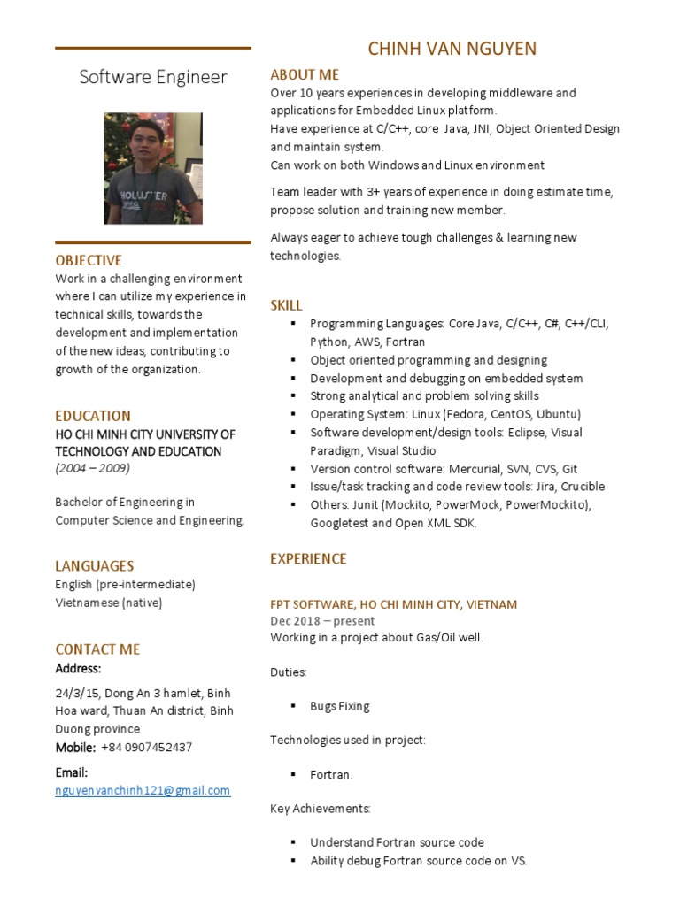 Chinh Van Nguyen Resume | PDF | Linux | Java (Programming Language)