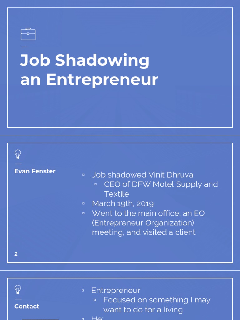 Job Shadowing Presentation | PDF | Entrepreneurship | Business