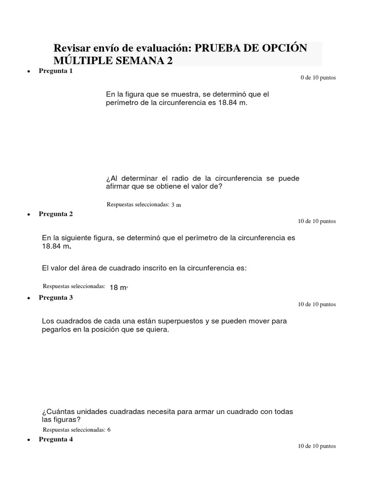 Prueba de Opción Múltiple Semana 2 | PDF | Triángulo | Circulo