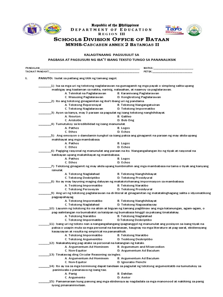 Pagbasa at Pagsusuri Gr. 11