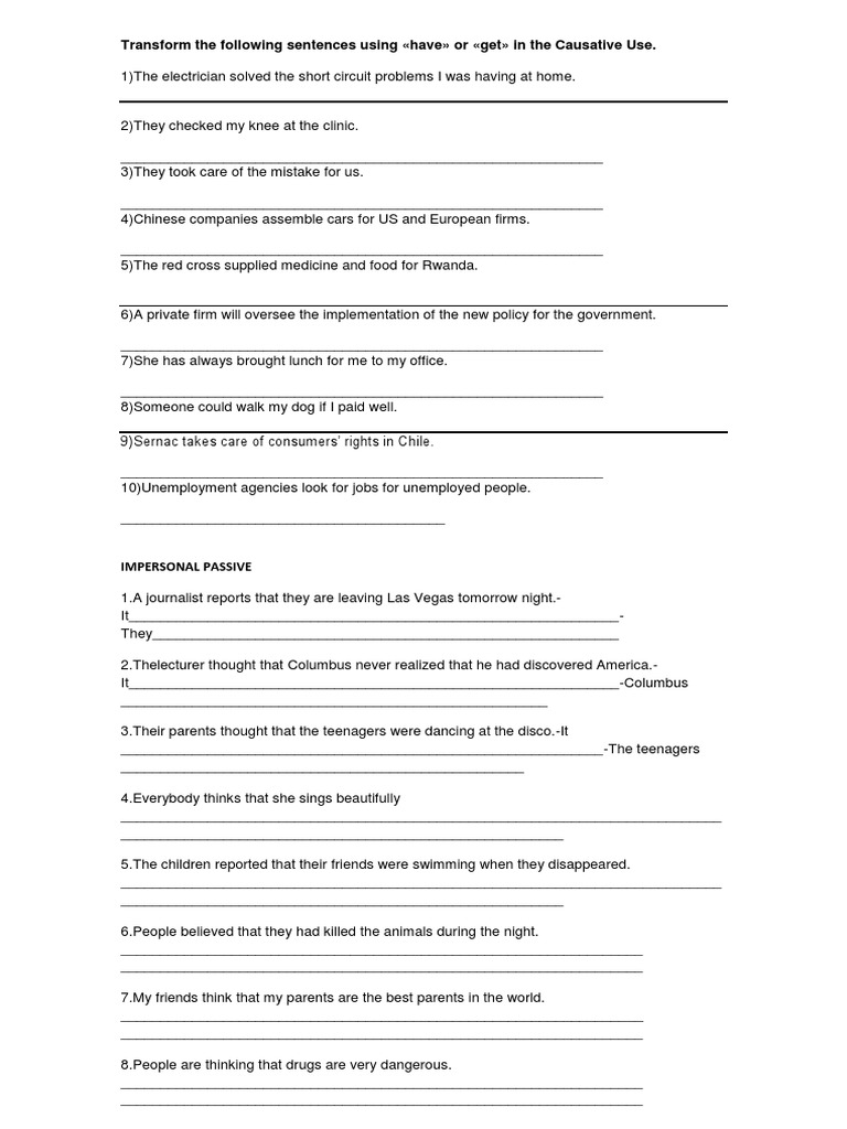 Have Something Done and Impersonal Passive | PDF