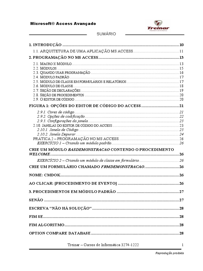 Access Avançado Ok PDF | PDF | Microsoft Access | Macro (Ciência da ...