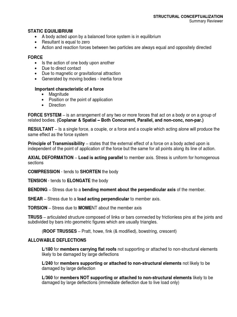 Meg Structural Conceptualization Summary | PDF | Beam (Structure) | Stress (Mechanics)